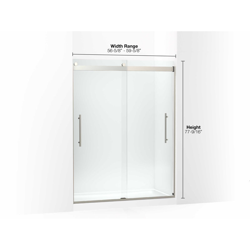 Kohler Levity Plus Frameless Sliding Shower Door, 77-9/16 In. H X 56-5/ ...
