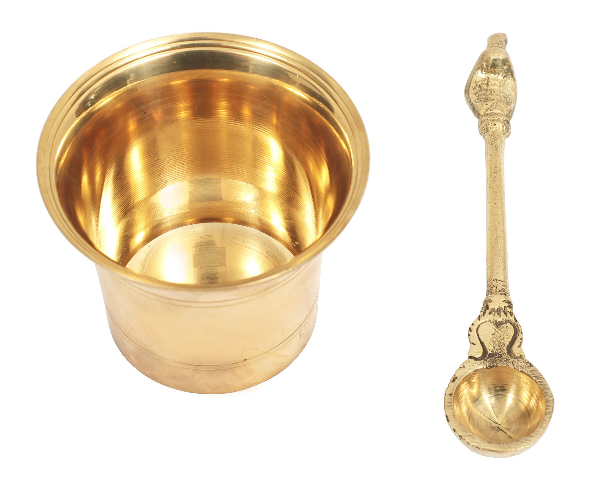 Bungalow Rose 2" Heavy Pancha Patra Set In Brass | Handmade | Made In ...
