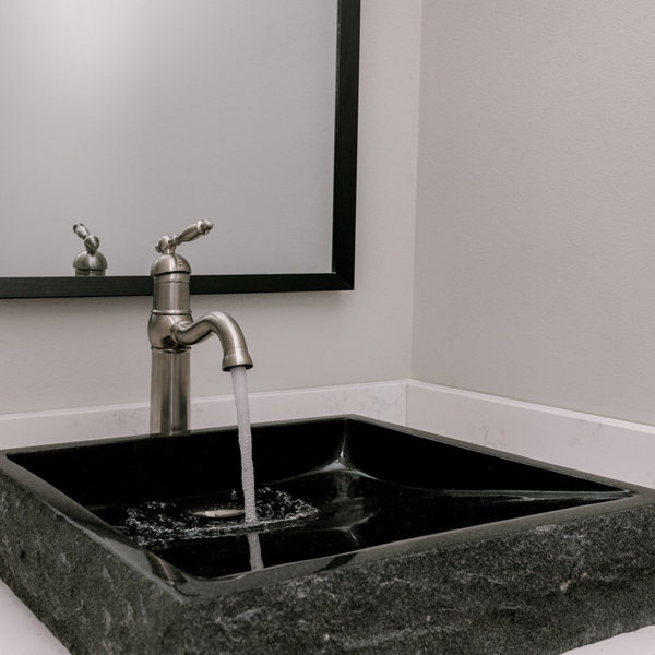Novatto 18'' Black Stone Square Vessel Bathroom Sink | Wayfair