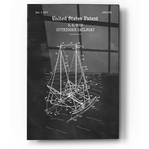 17 Stories Outrigger Sailboat Blueprint Patent Chalkboard - Graphic Art ...