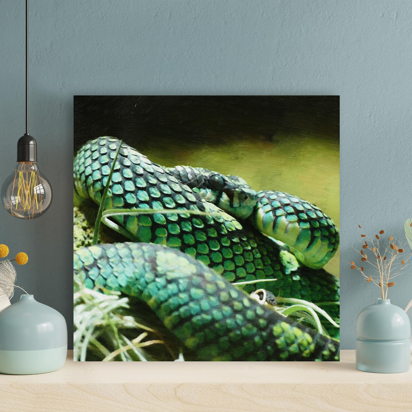 Latitude Run® Green And Black Snake On Brown Soil - Wrapped Canvas ...