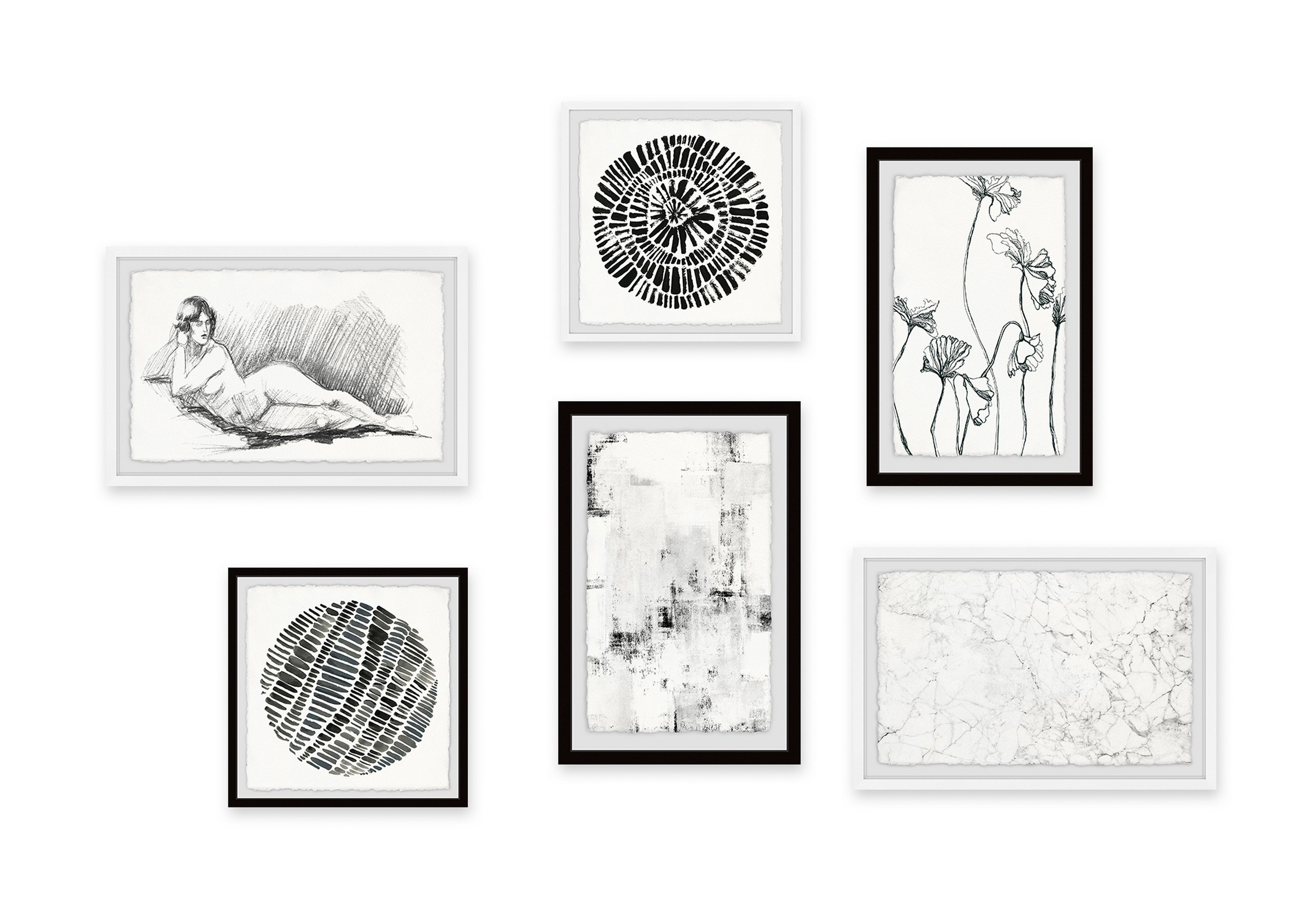 Ivy Bronx Hazy Lines Hexaptych Framed On Paper 6 Pieces Print | Wayfair