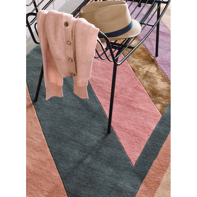 Ted Baker Handmade Wool Teal/Gold/Pink Rug | Wayfair