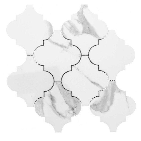 Long Island Mosaics & Tile Stately Arabesque 11" x 12" Porcelain Marble ...