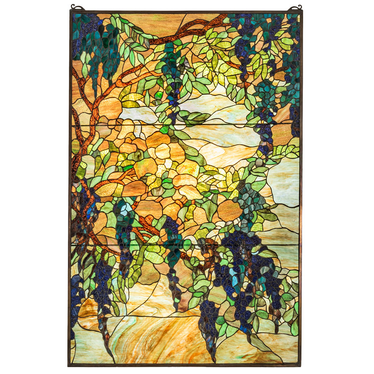 Astoria Grand High Tiffany Wisteria & Snowball Window Panel | Wayfair