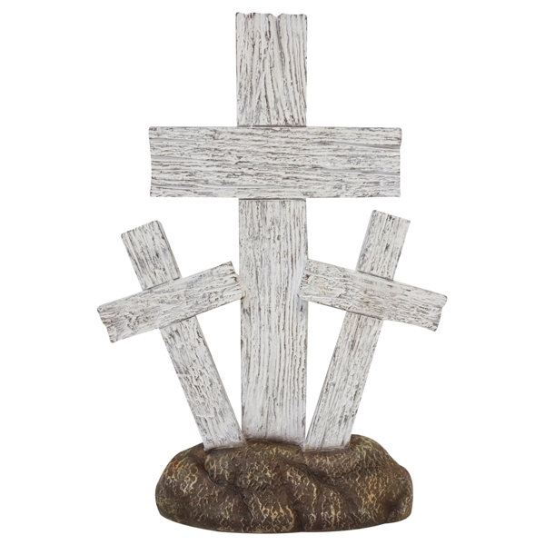 Ophelia & Co. Sandin Triple Faux Wood Slanted Standing Crosses | Wayfair