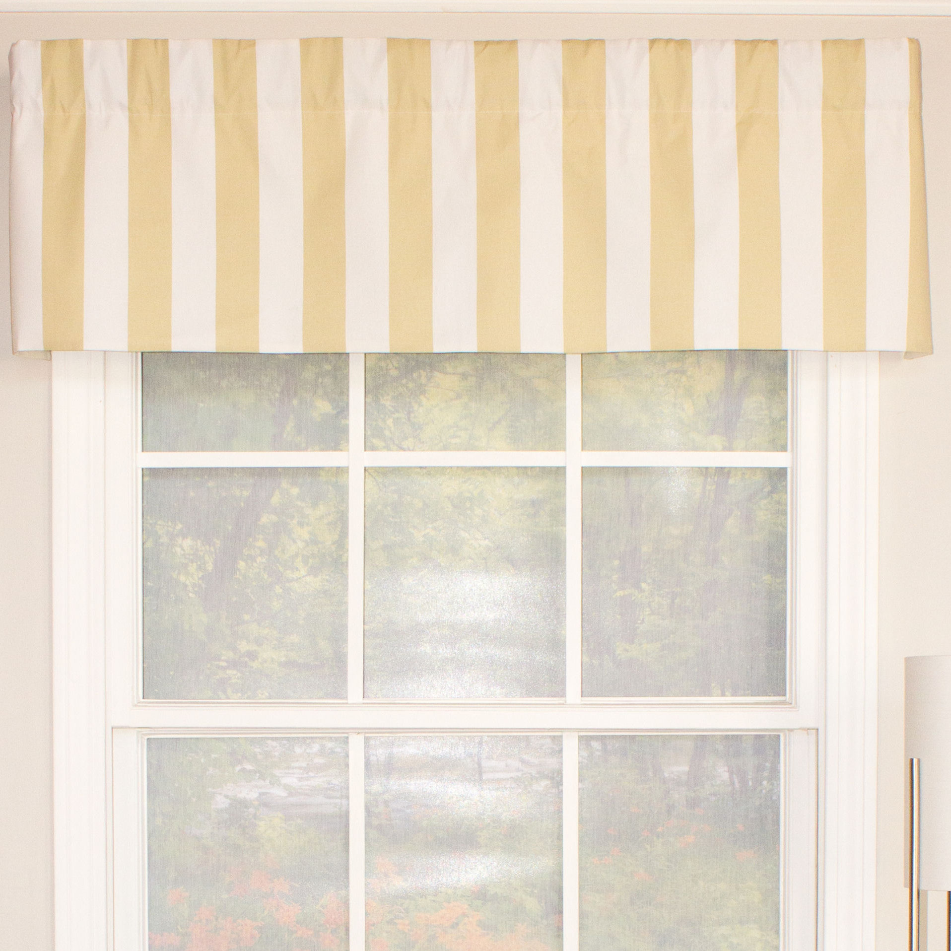 August Grove® Tallis Striped Tailored 50'' Window Valance in Tan ...