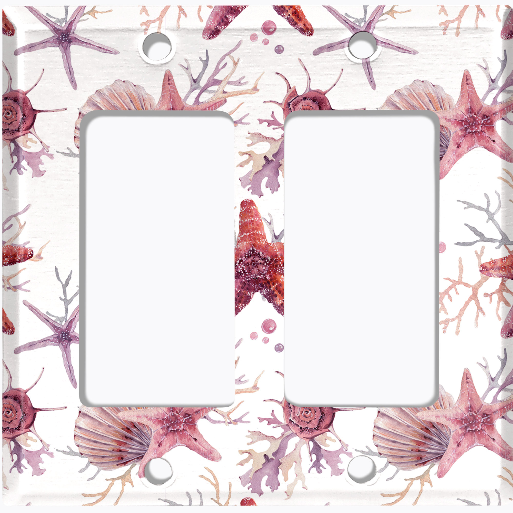 WorldAcc Metal Light Switch Plate Outlet Cover (Star Fish Clam Coral ...
