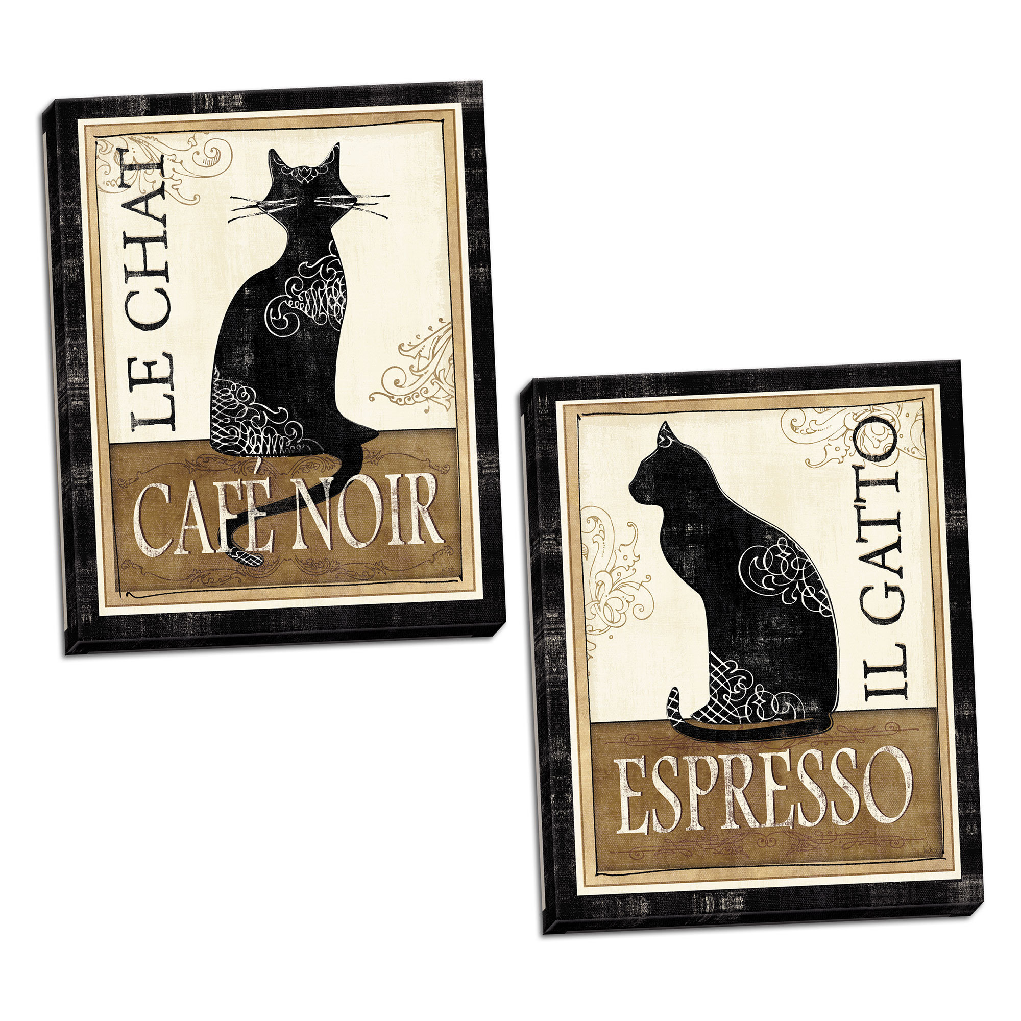 Red Barrel Studio® Lovely Le Chat And El Gato Cat Cofee Espresso Signs ...