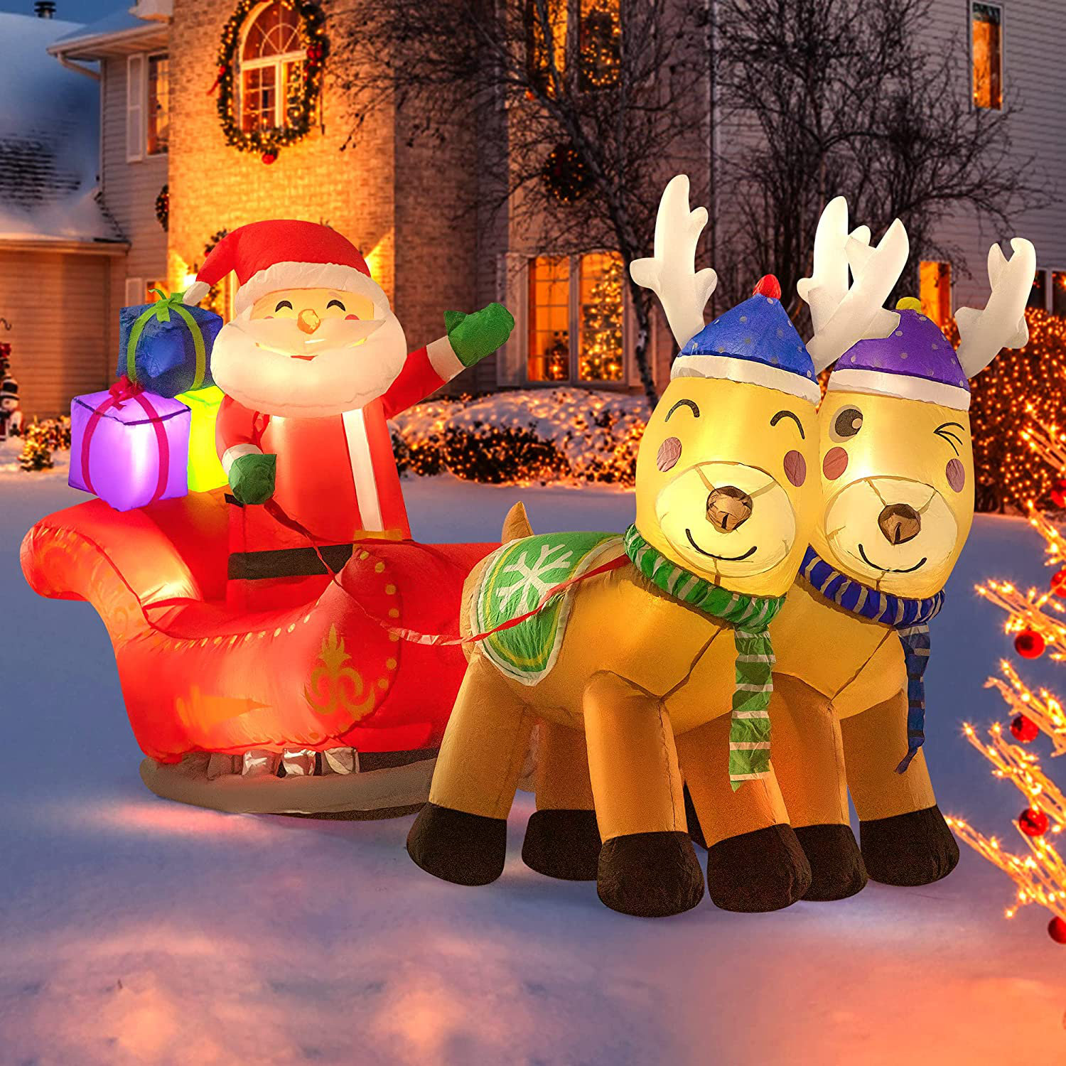 The Holiday Aisle® Emila 7ft Christmas Led Lighted Santa On Red Sleigh