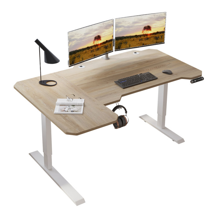 Daycia Height Adjustable L Shape Standing Desk