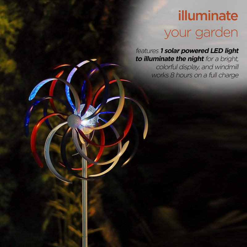 Winston Porter Beverley Solar Dual Windmill Stake Kinetic Spinner ...