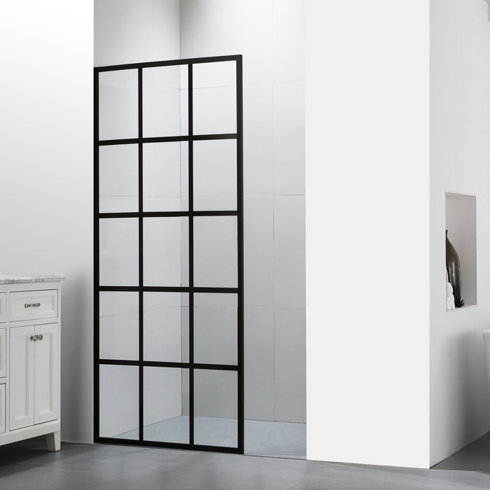 Zipcode Design™ Cyrus 72'' H Framed Fixed Glass Panel with Glass ...