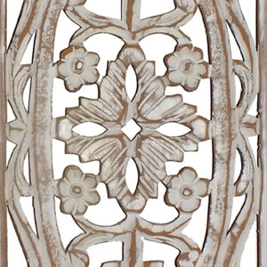 Bungalow Rose Rectangular Mango Wood Panel with Intricate Carving Wall ...