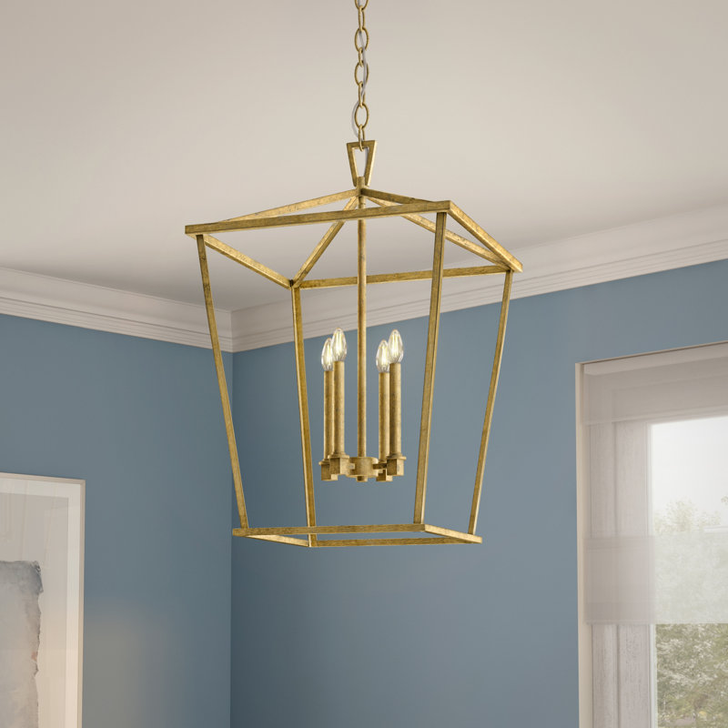 Everly Quinn Desirae 4 - Light Dimmable Lantern Geometric Chandelier ...