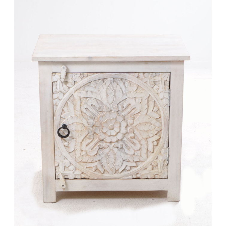 Fleur De Lis Living White Carved One Door Side Table | Wayfair.co.uk