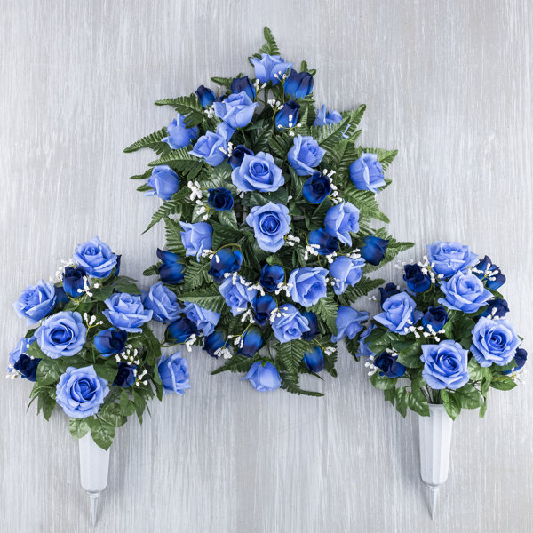 Primrue 3 Piece Set Multicolor Mixed Roses And Rose Buds Memorial Rose ...