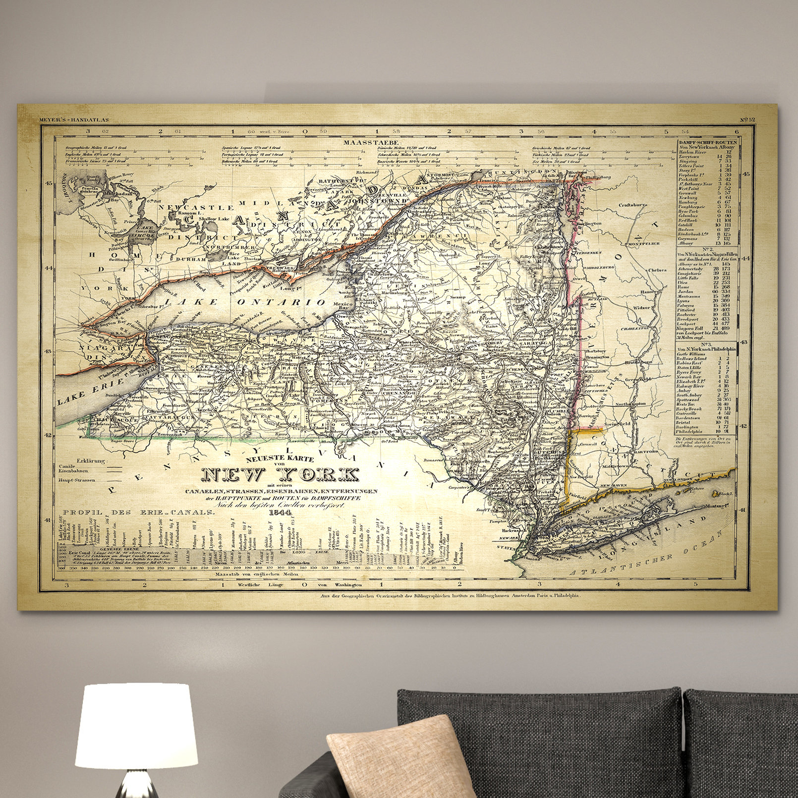 WexfordHome Vintage New York Map II - Graphic Art on Canvas & Reviews ...