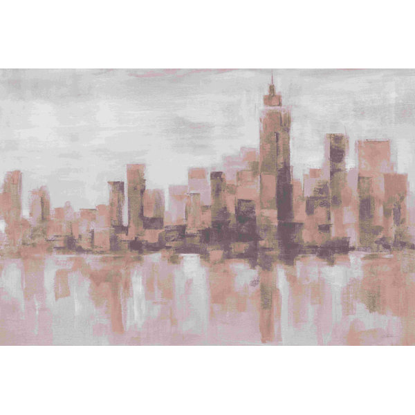 Wrought Studio Misty Day In Manhattan Pink Gray by - Wrapped Canvas ...