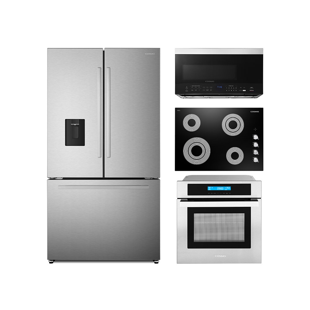 Cosmo 4 Piece Kitchen Package 30" Electric Cooktop 24" Single Electric ...