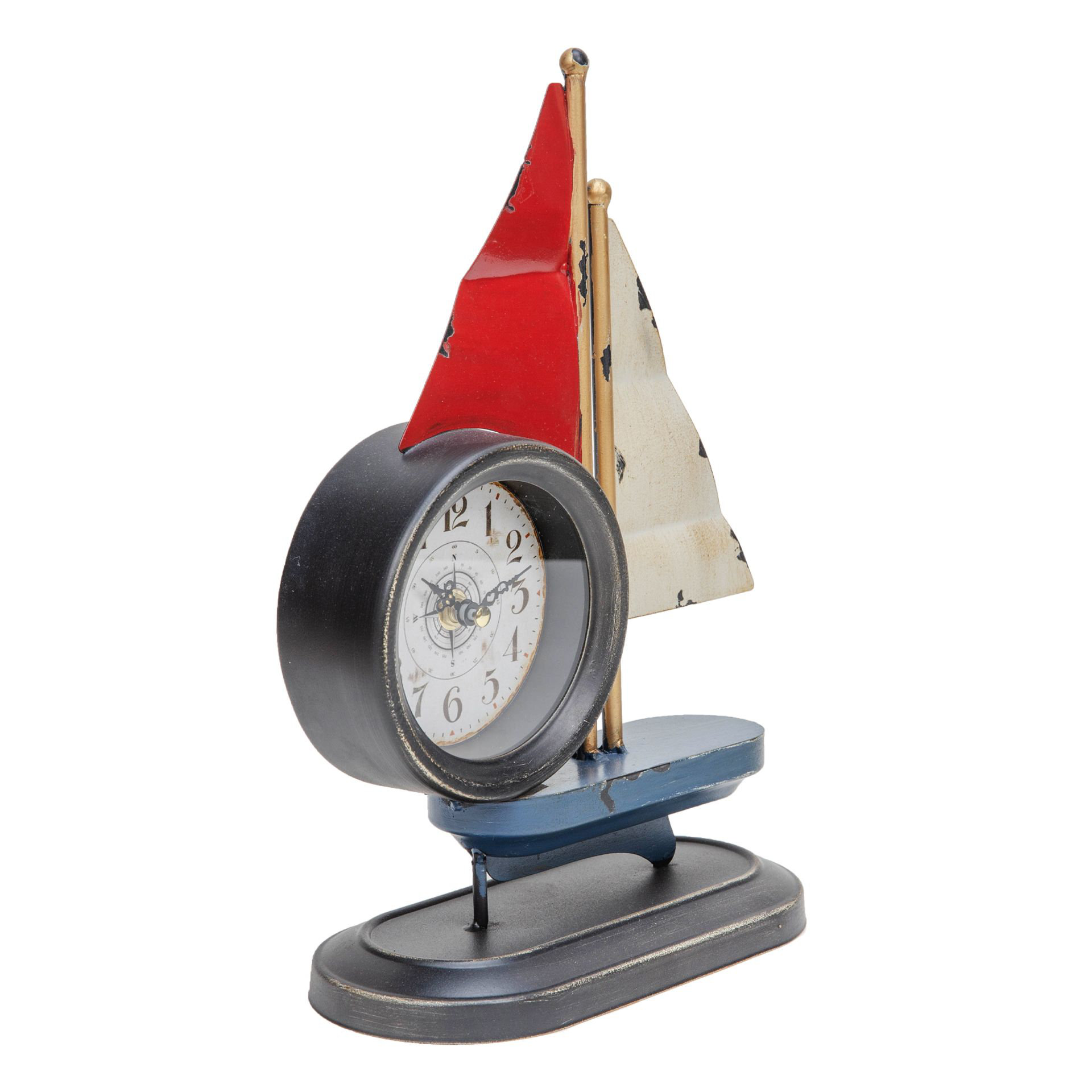 17 Stories Mantel Clock Sailing Boat Red, White & Blue | Wayfair.co.uk