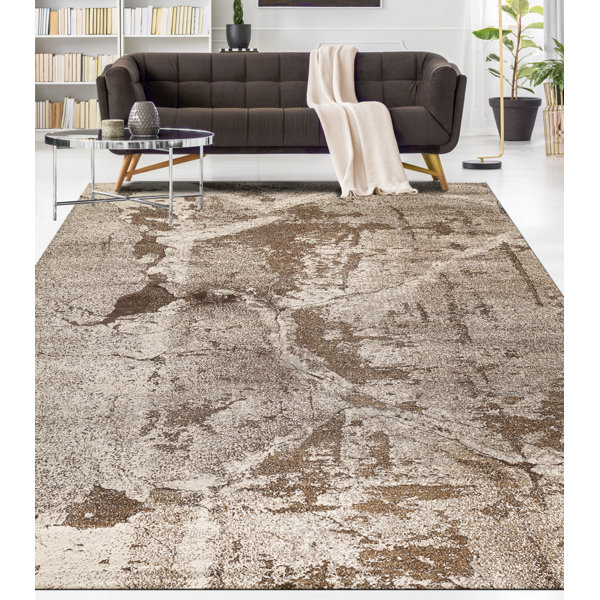 17 Stories Kelson Abstract Brown Area Rug & Reviews | Wayfair