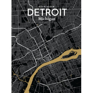 OurPoster.com Detroit City Map - Panoramic Graphic Art | Wayfair