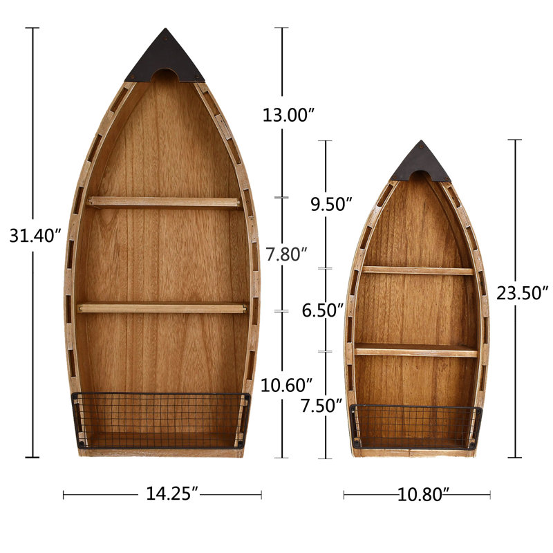 AttractionDesignHome 2 Piece Rustic Nautical Standing Boat Shelf Wall ...