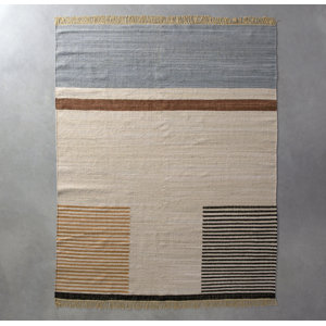 AllModern Avenue Handmade Flatweave Cotton Cream/Black Rug & Reviews ...