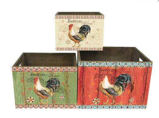 Gracie Oaks Rooster Themed Wooden 3 Piece Cube Set & Reviews | Wayfair