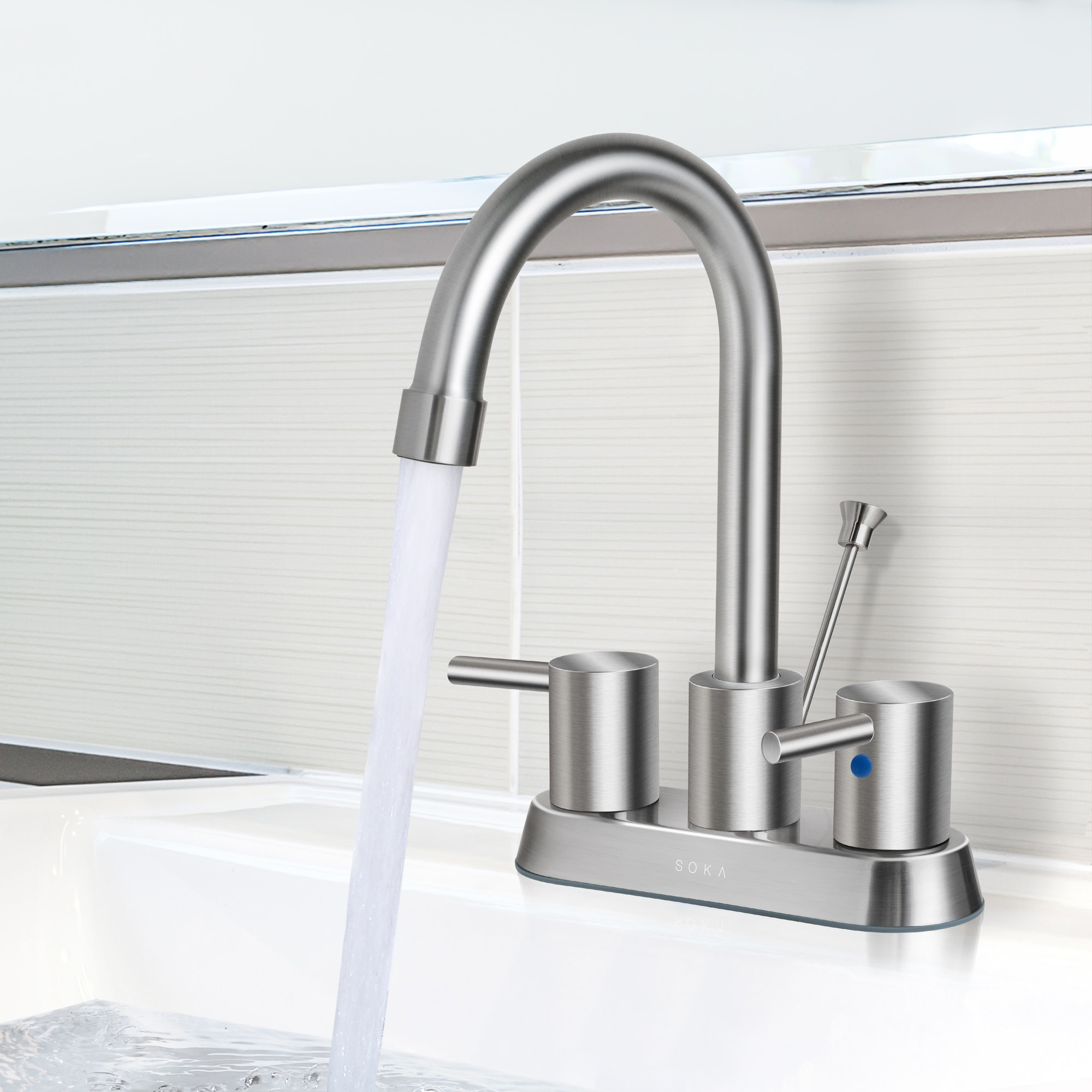 SOKA Centerset Faucet Single-handle Bathroom Faucet with Drain Assembly ...