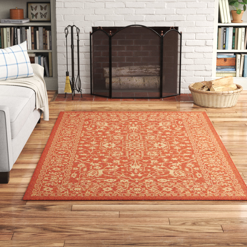 Charlton Home® Menezes Oriental Terracotta Indoor/Outdoor Area Rug ...