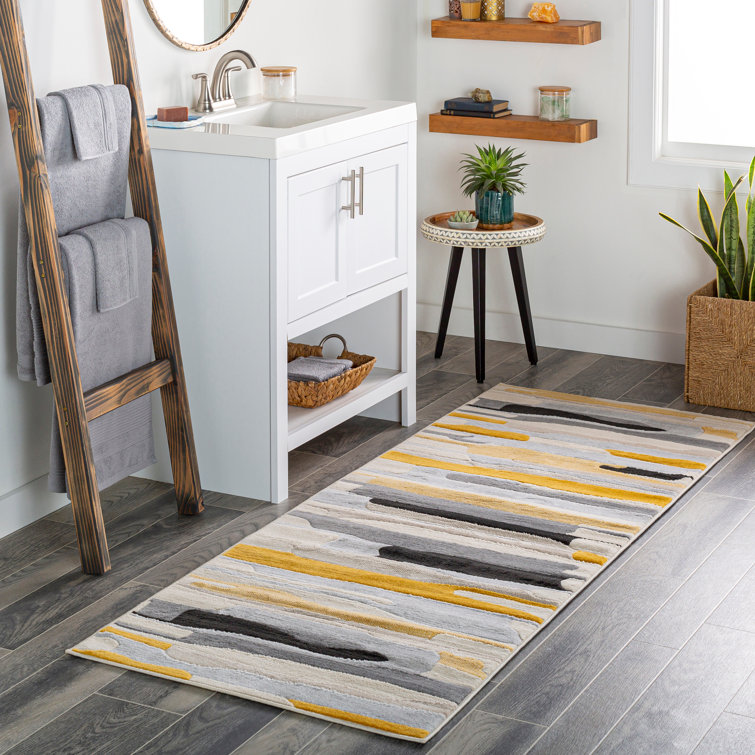 Wade Logan Roloff Dimond Striped Area Rug In Mustard/Grey/Beige ...